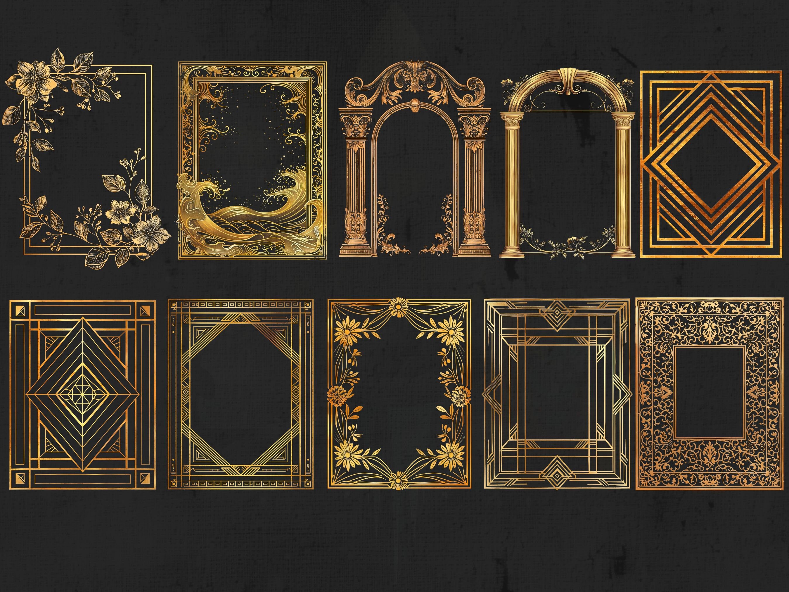 26 Old Gold Frames, Png, Clipart, Antique, Digital Download ...