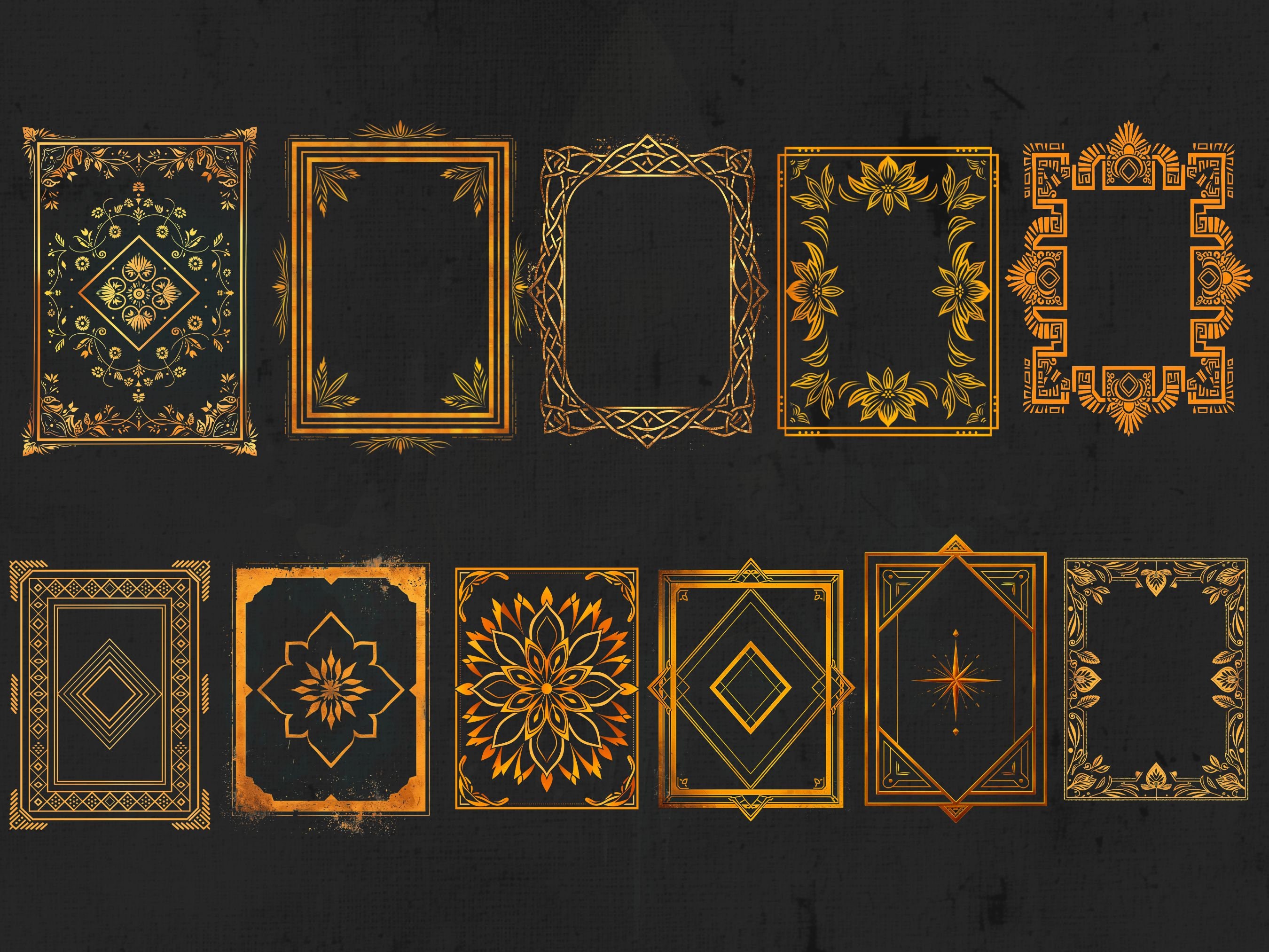22 Old Gold Frames Vol.3, Png, Clipart, Antique, Digital Download ...
