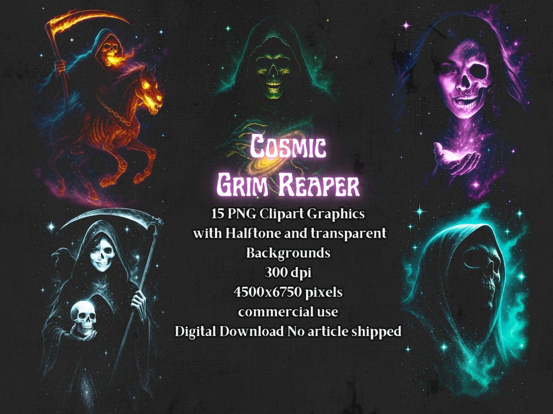 Cosmic Grim Reaper Clipart: Halftone PNG Images (commercial Use ...
