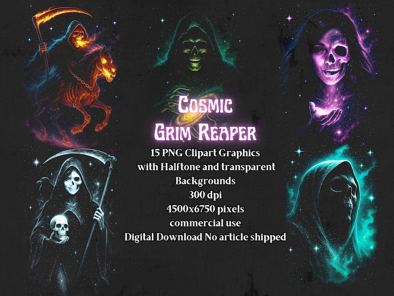 Cosmic Grim Reaper Clipart: Halftone PNG Images (commercial Use ...