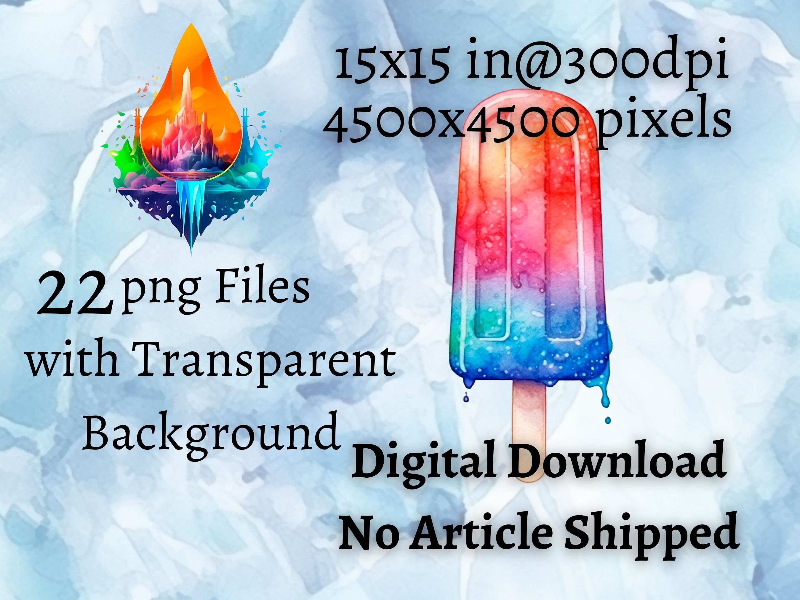 Watercolor Popsicles, Png, Clipart, Digital Download, Scrapbook, Junk ...