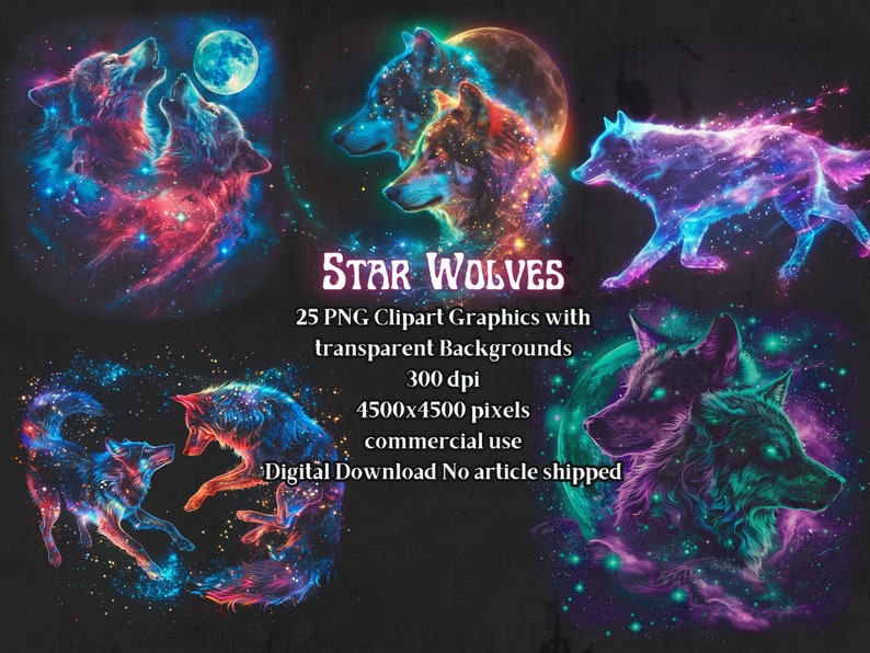 25 Star Wolves, PNG, Transparent Background, Printable, Clipart ...