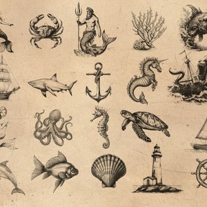 40 Vintage Sea Png Clip Art, Digital Download, Paper Craft, Scrap ...