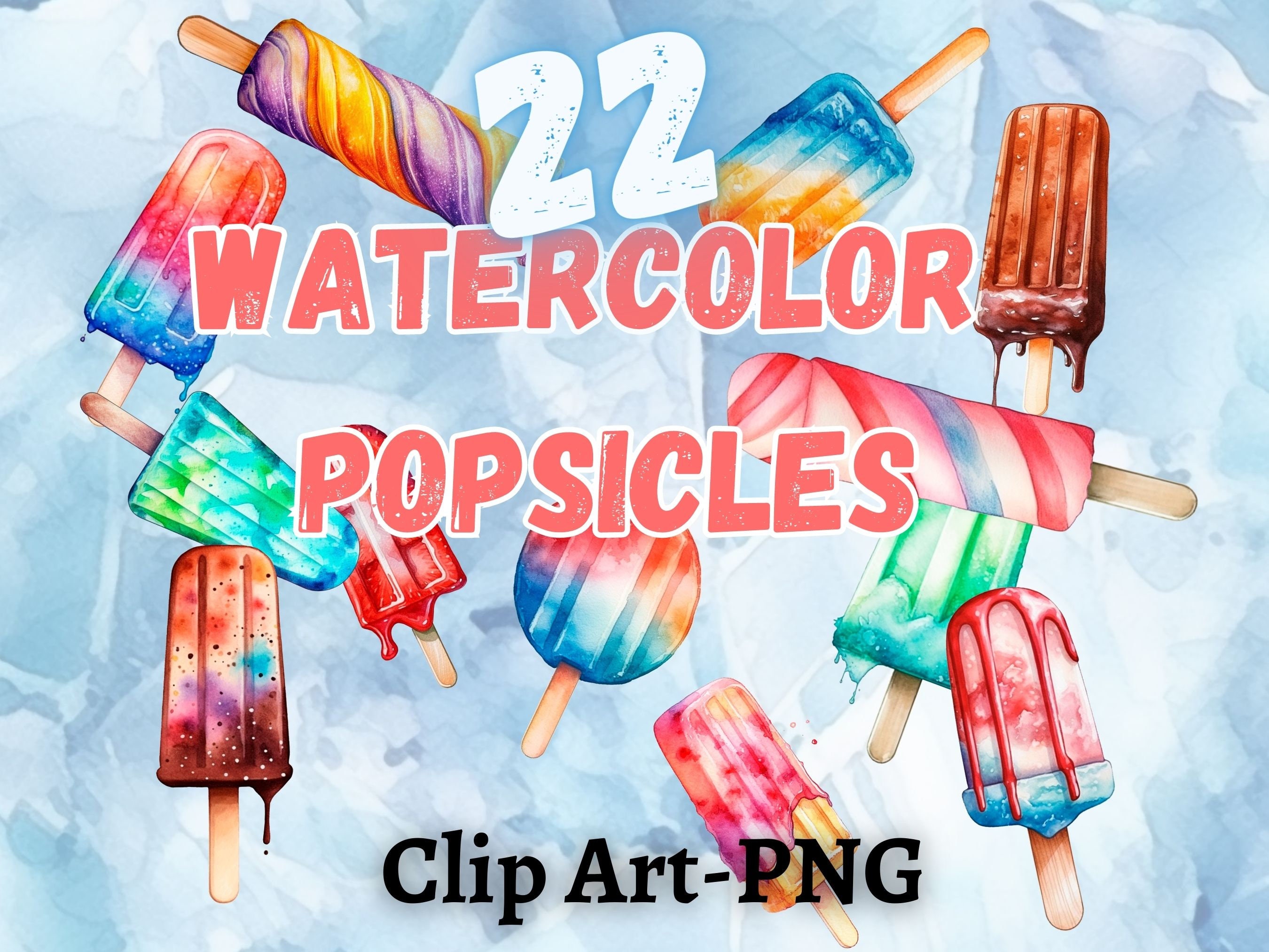 Watercolor Popsicles, Png, Clipart, Digital Download, Scrapbook, Junk ...