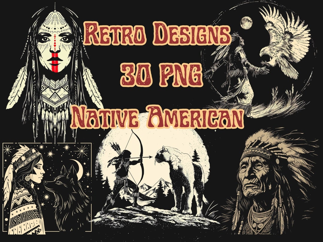 Retro Designs 30 PNG Native American, Clipart, Digital Download, Pod ...