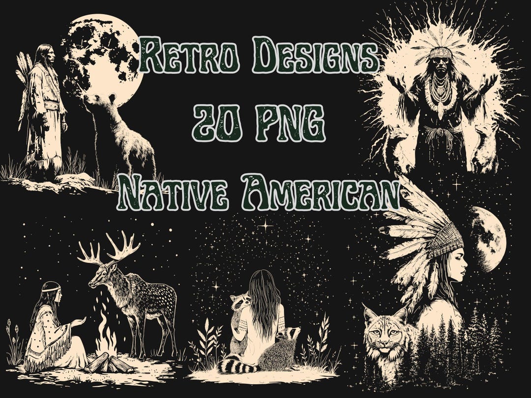Retro Designs 20 PNG Native American, Clipart, Digital Download, Pod ...
