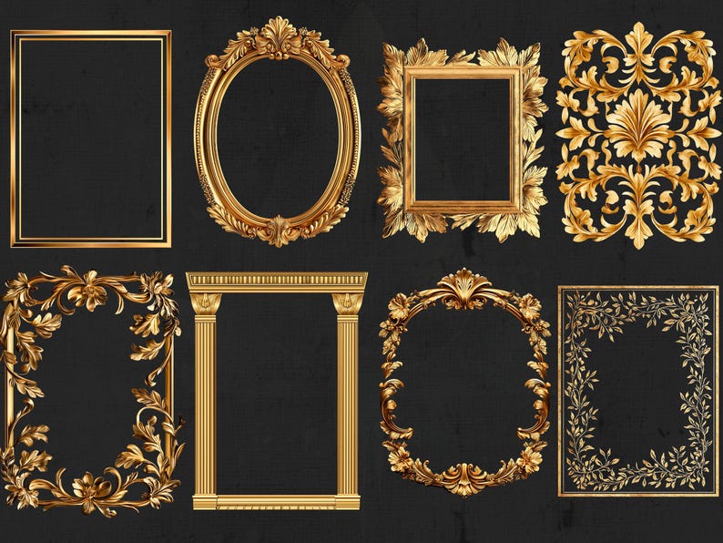 20 Old Gold Frames, Png, Clipart, Antique, Digital Download ...