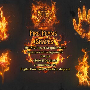 30 Fire Flame Shapes, PNG, Clipart, Fire Forms, Digital Download ...