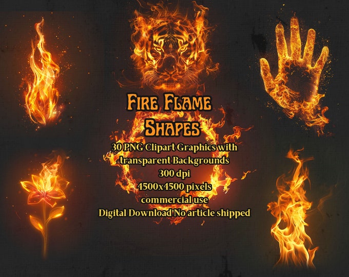 30 Fire Flame Shapes, PNG, Clipart, Fire Forms, Digital Download ...