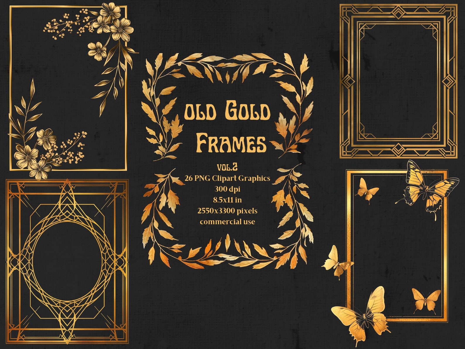 26 Old Gold Frames, Png, Clipart, Antique, Digital Download ...