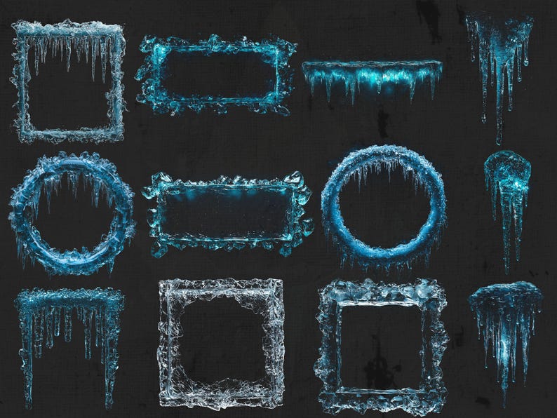 25 Glacial Ice, PNG, Clipart, Ice Borders, Ice Frames, Digital Download ...