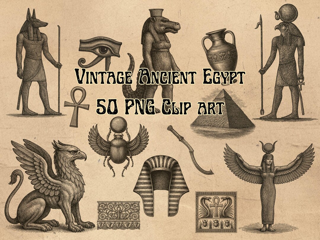 Vintage Ancient Egypt Clip Art: 50 PNG Images (digital Download ...