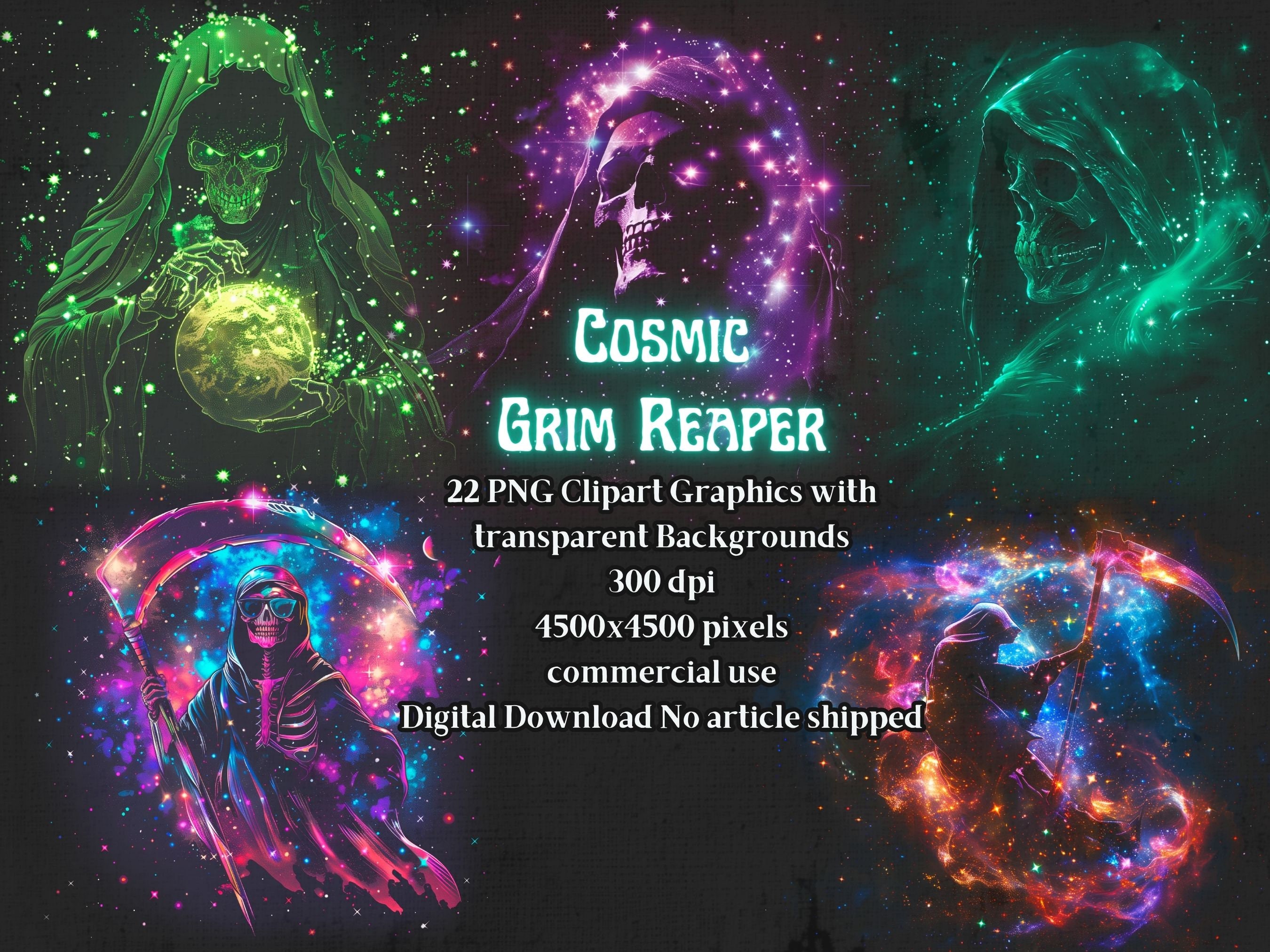 22 Cosmic Grim Reaper, PNG, Transparent Background, Printable, Clipart ...