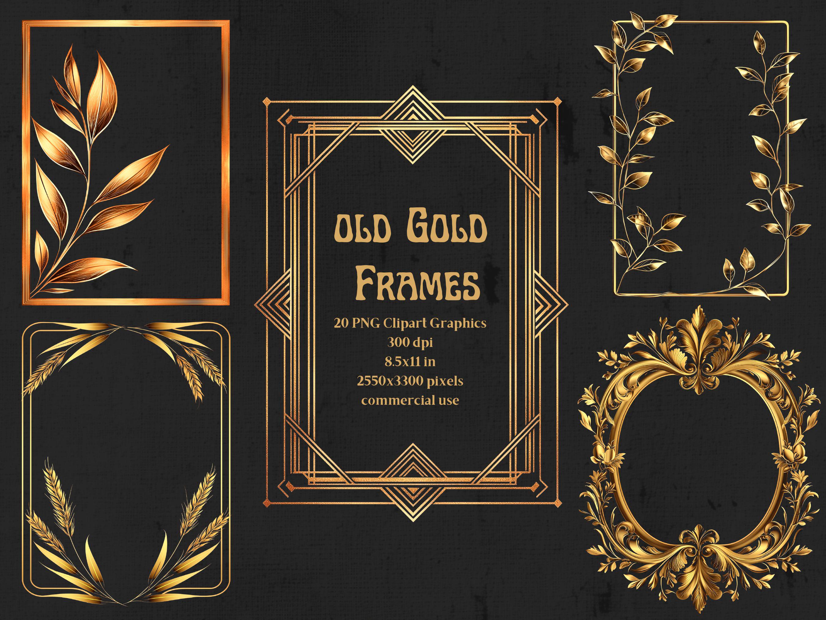 20 Old Gold Frames, Png, Clipart, Antique, Digital Download ...