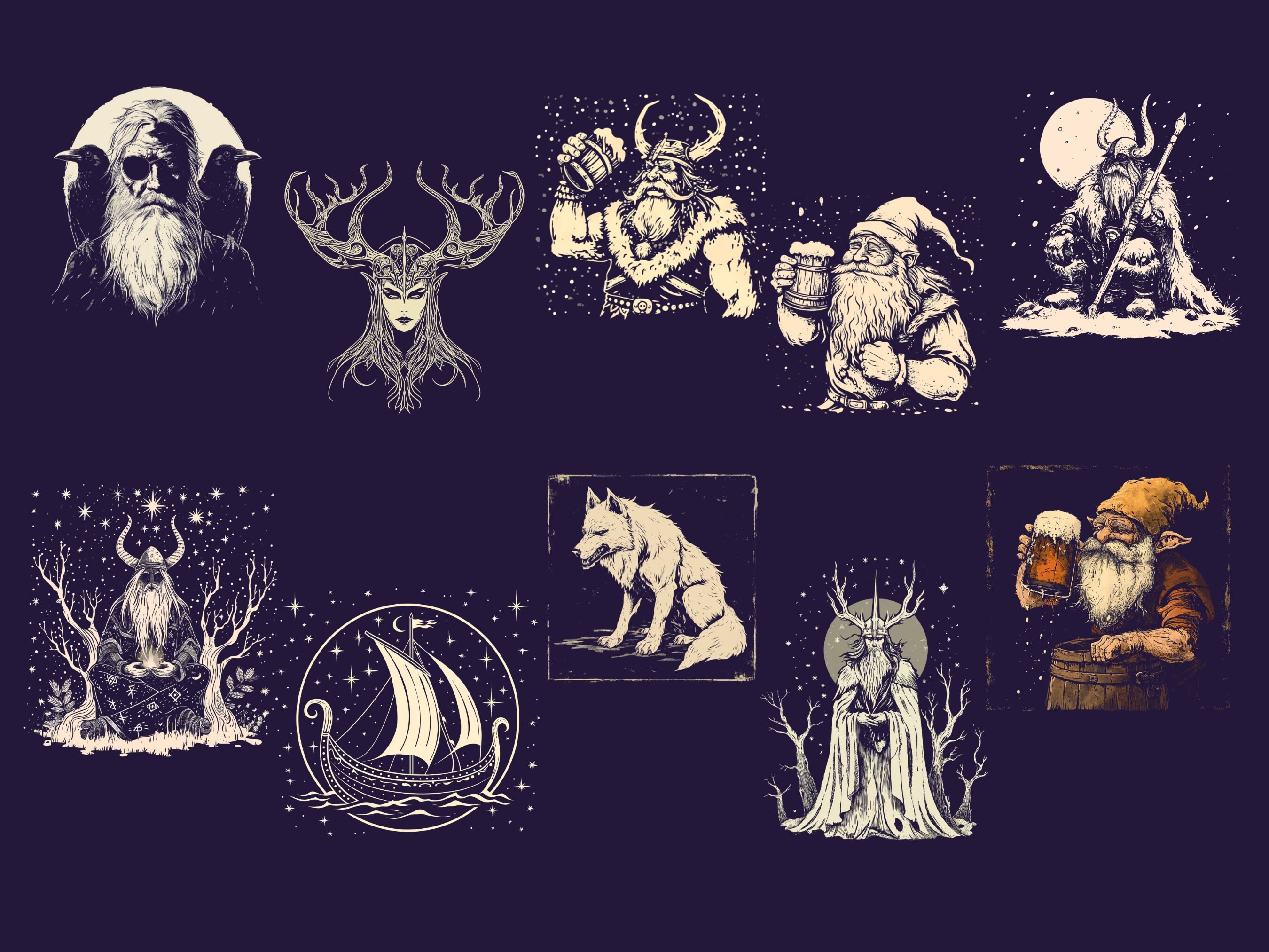 20 PNG Retro Designs Norse Mythology, Png, Clipart, Digital Download ...