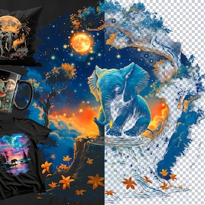 22 Star Elephants, PNG, Transparent Background, Printable, Clipart ...