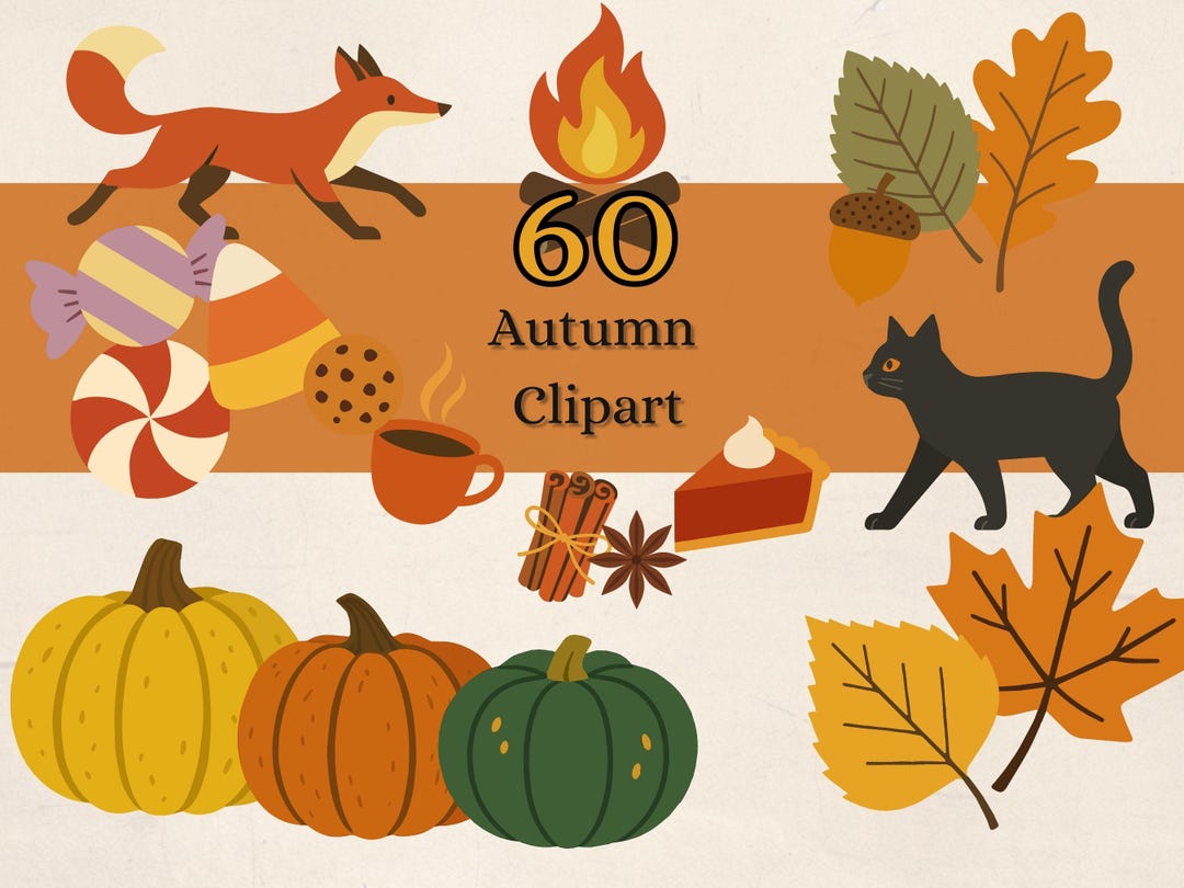60 Autumn Clipart Graphics: Fall Harvest Designs (digital Download) - Etsy