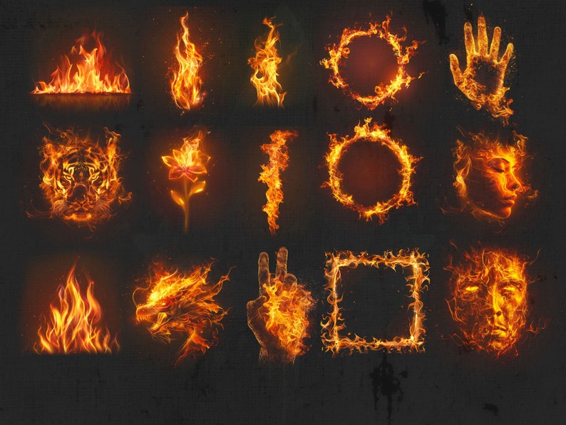 30 Fire Flame Shapes, PNG, Clipart, Fire Forms, Digital Download ...