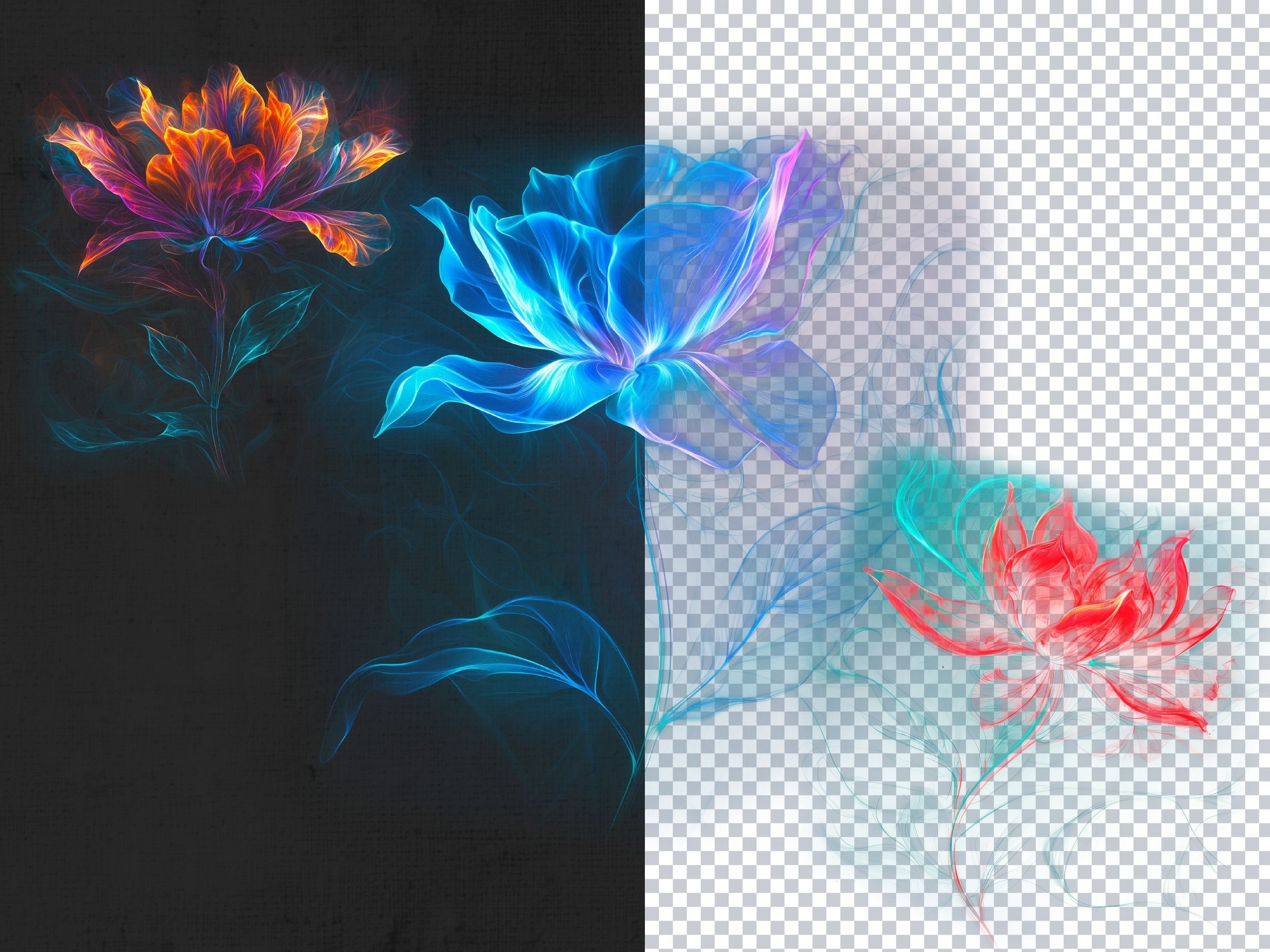 15 Abstract Mist Flowers, Png, Oniric Flowers, Transparent Background ...