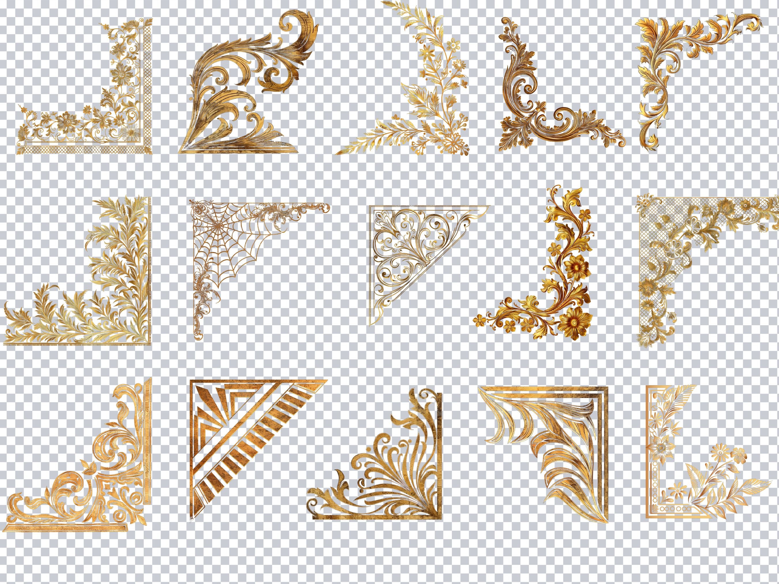 22 Old Gold Gold Corners, Png, Clip Art, Corner Border, Antique ...