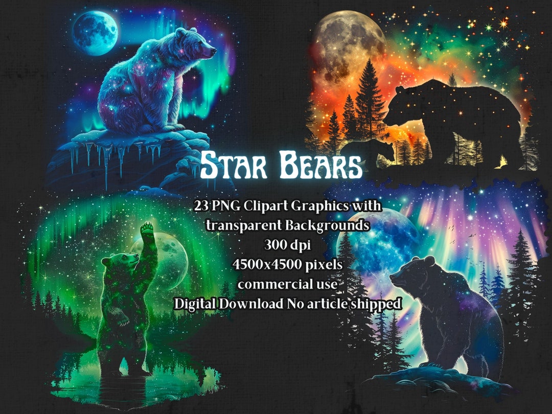 Star Bears Clipart, PNG, Transparent Background (digital Download) - Etsy