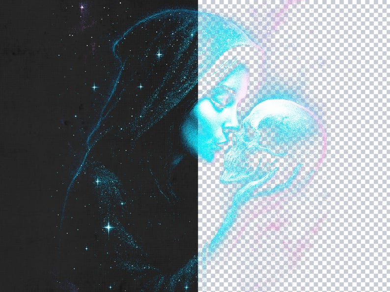 Cosmic Grim Reaper Clipart: Halftone PNG Images (commercial Use ...