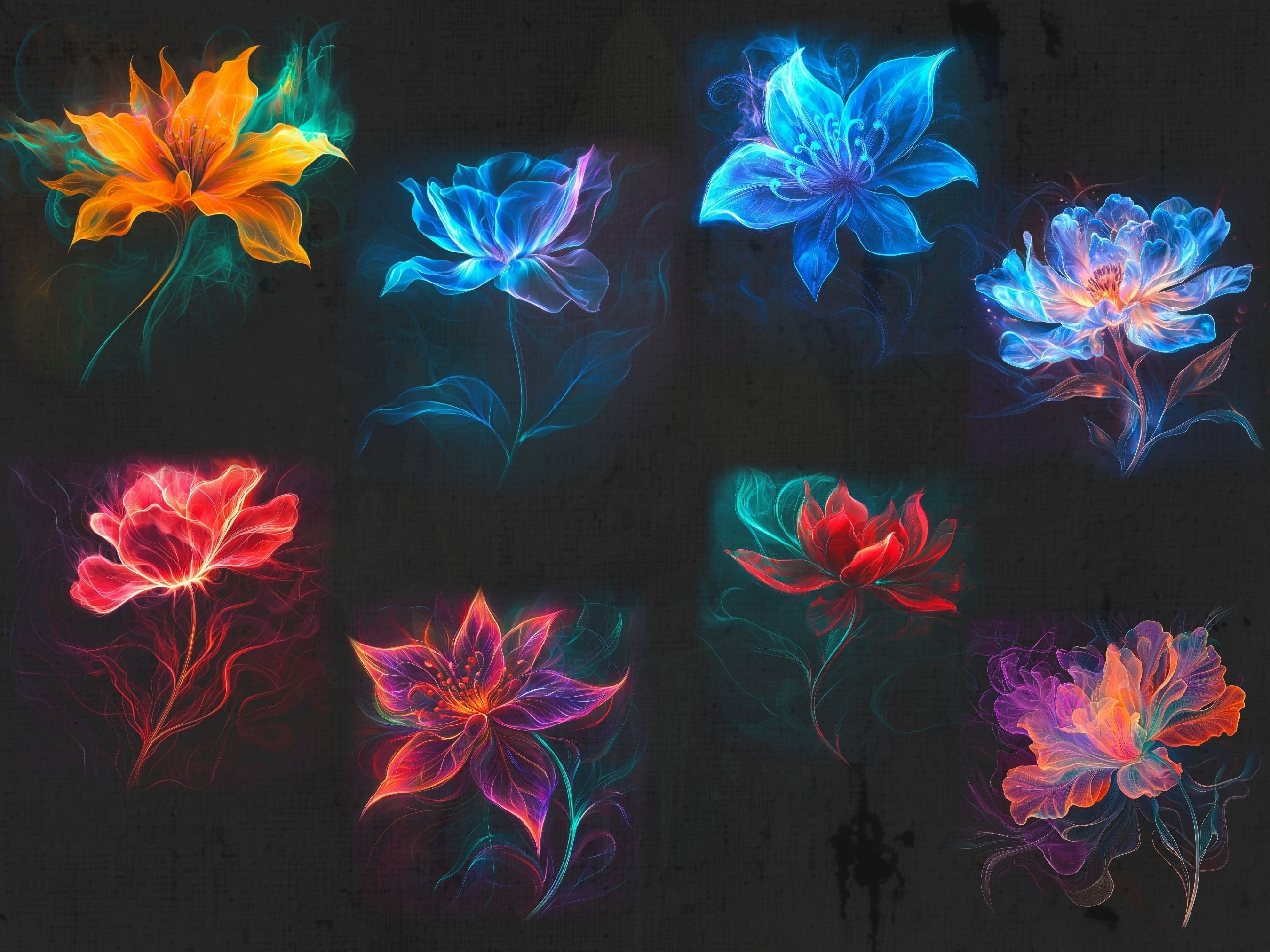 15 Abstract Mist Flowers, Png, Oniric Flowers, Transparent Background ...