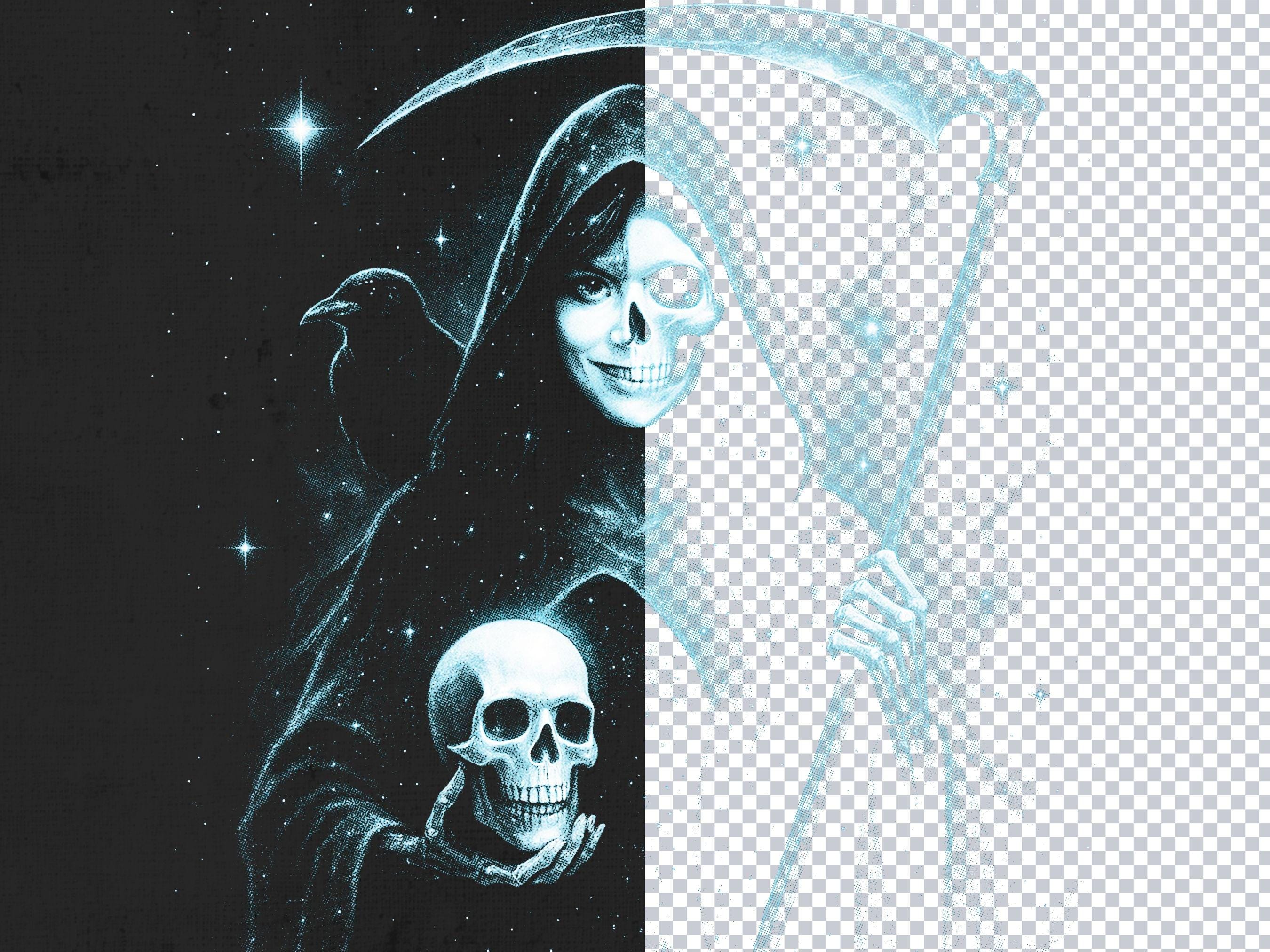 Cosmic Grim Reaper Clipart: Halftone PNG Images (commercial Use ...