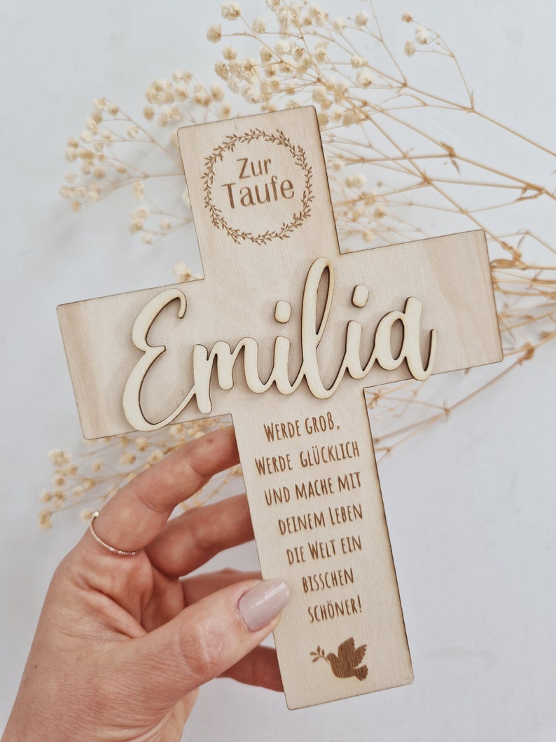 BAPTISM CROSS, Gift for Baptism, Personalized, Wooden Gift, Birth ...