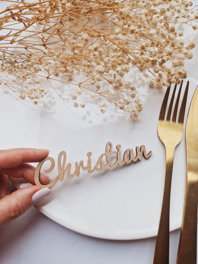 Place Cards, Lettering, Wedding Favors, Table Cards Made of MDF, Name ...