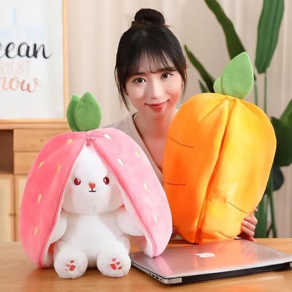 Reversible Strawberry Bunny Etsy