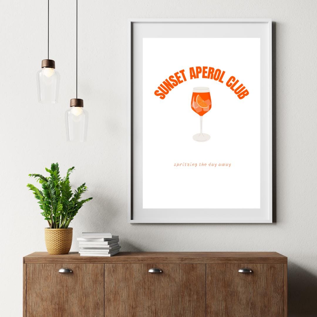 Sun Set Aperol Poster, Aperol Spritz Poster, Digital Poster, Summer ...