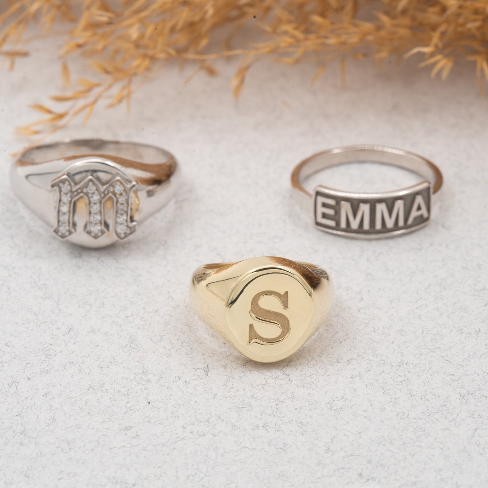 Signet Ring Custom Initial Ring Initial Ring - Etsy