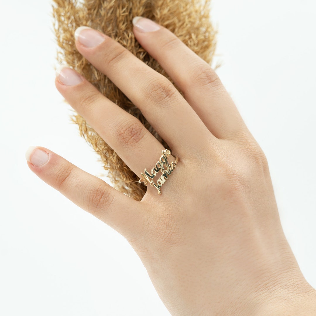 Christmas Gift , Two Name Ring , Double Name Ring in Sterling Silver ...