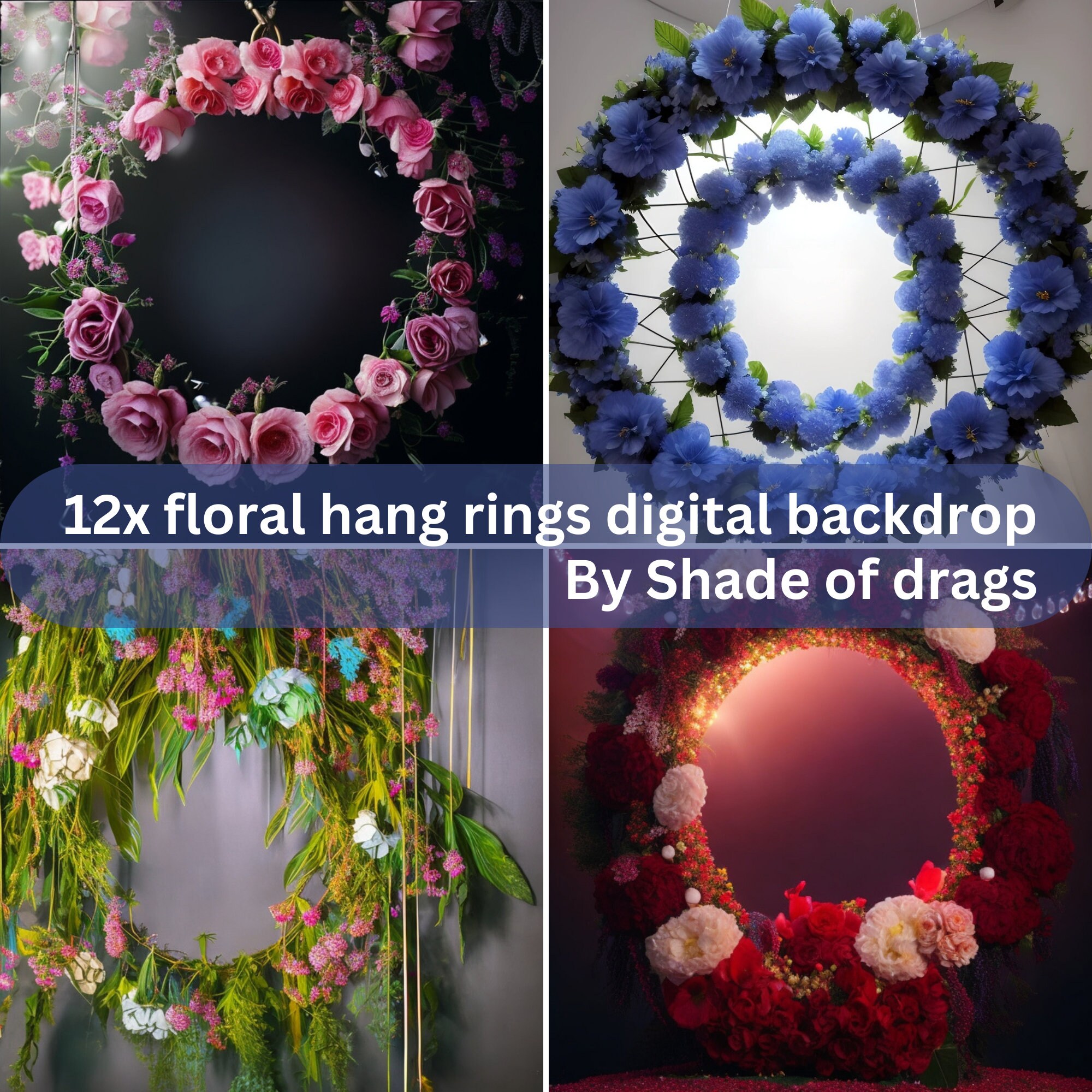 12x Hanging Floral Ring Digital Backdrop Woman Digital Ring - Etsy