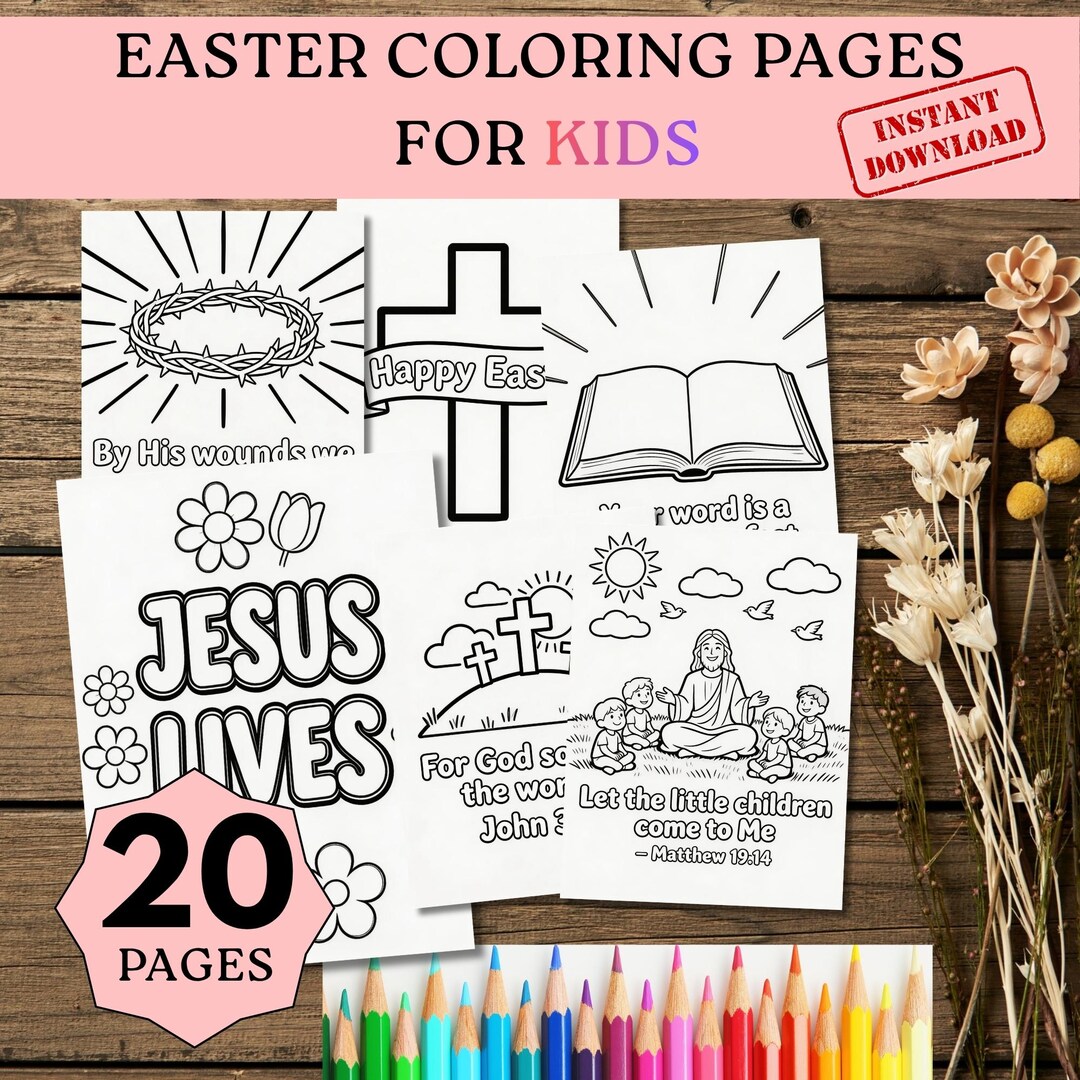 Christian Easter Coloring Pages for Kids, Bible Themed Resurrection ...