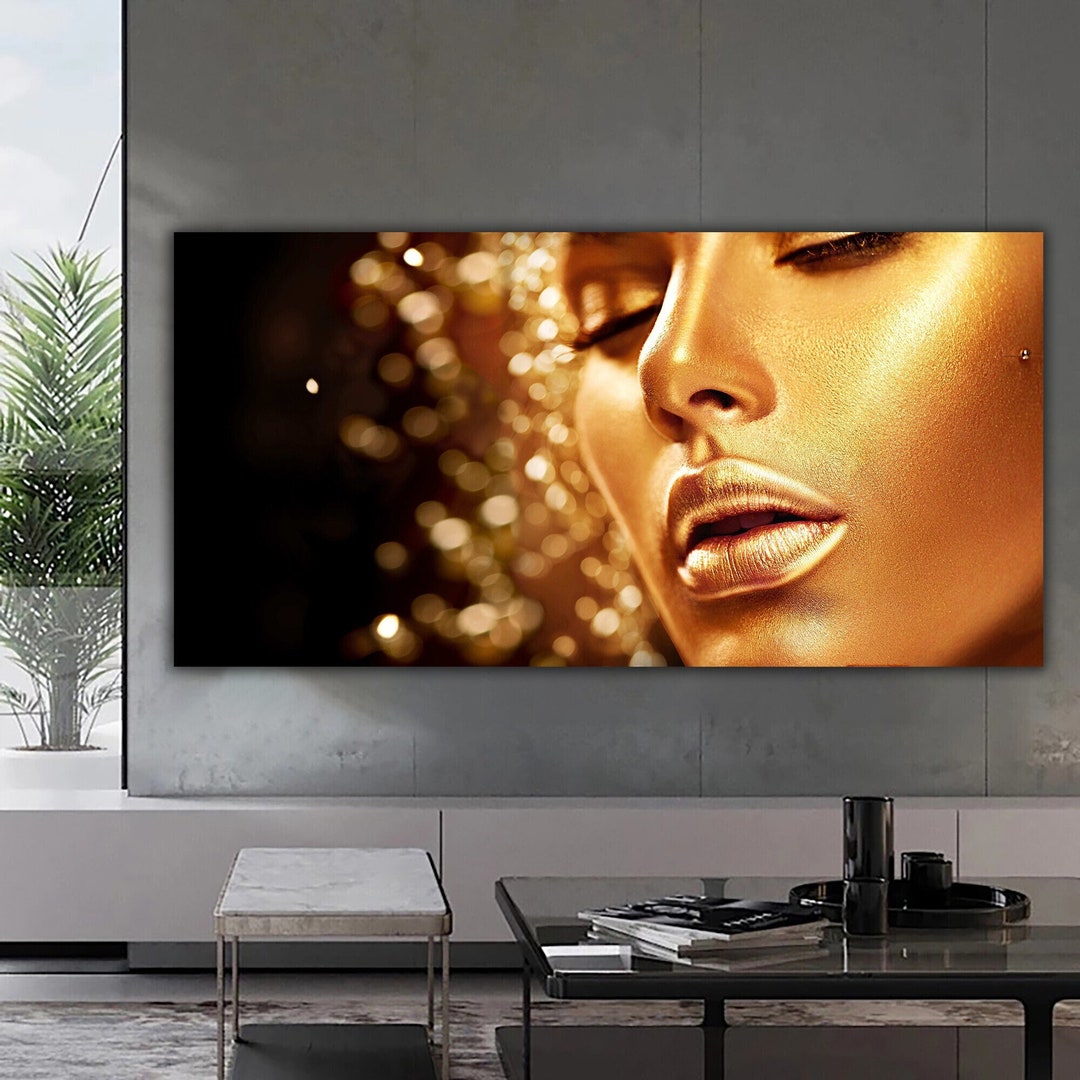 Golden Woman Art Print, Fashion Woman Art, Colorful Life, Golden Makeup ...