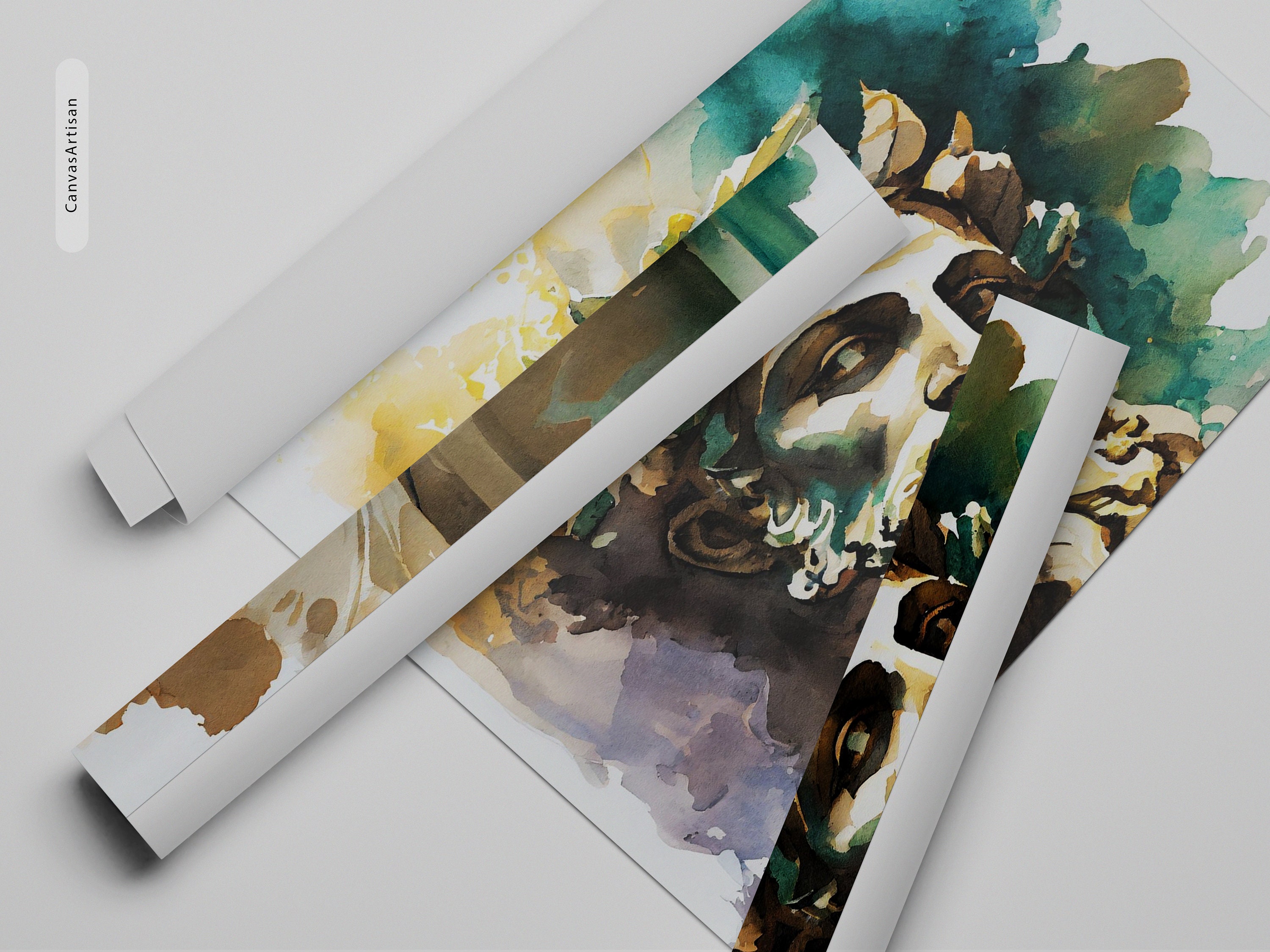 Achelous, Greek God of Water, Mythology, Watercolor Canvas, Canvas ...