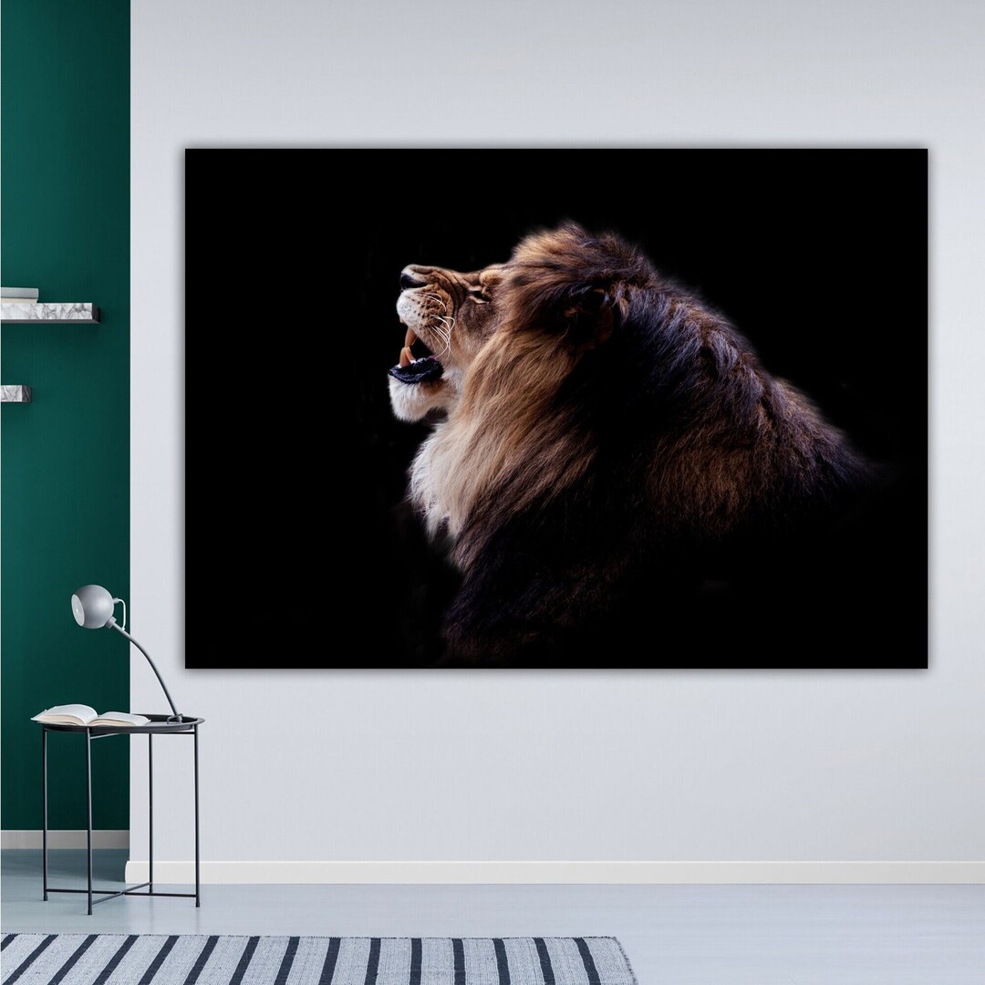 Old Lion Canvas , Wildlife Print , Wild Lion Wall Art , Animals Print ...