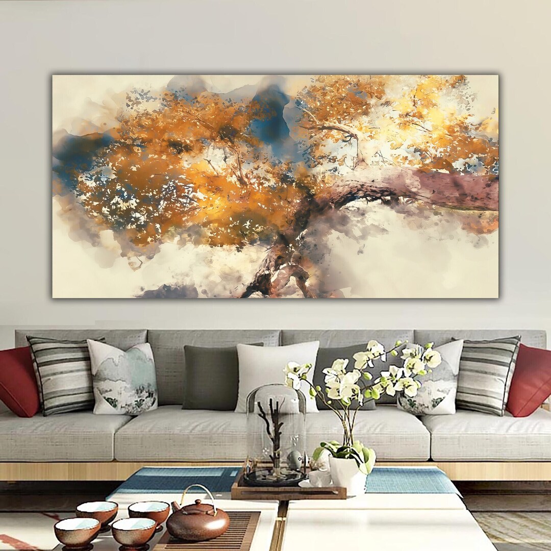 Abstract Tree Canvas Print, Tree Wall Decor, Tree Print for Living Room ...