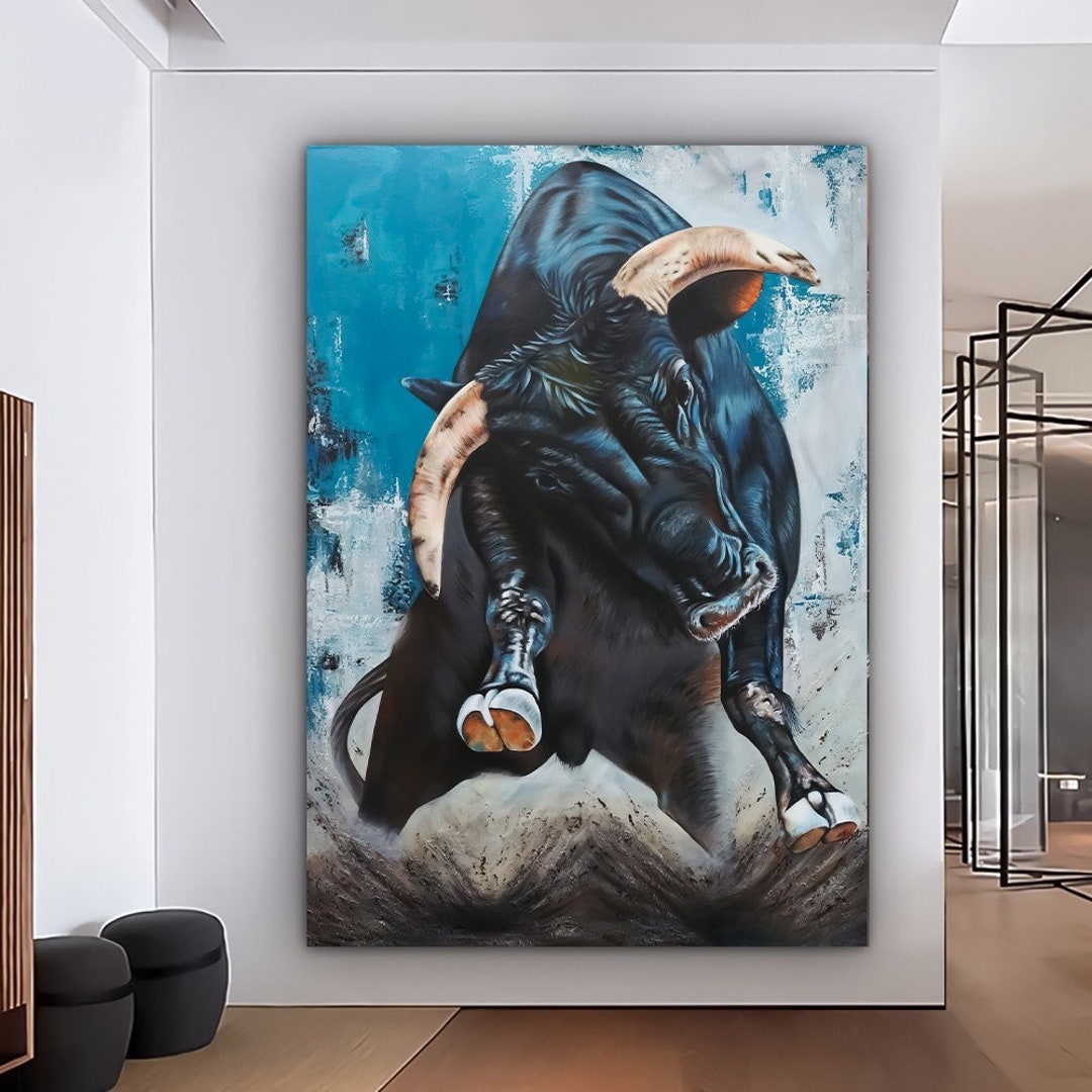 Bull Canvas Print, Bull Artwork, Bull Wall Decor, Bull Poster, Animal ...