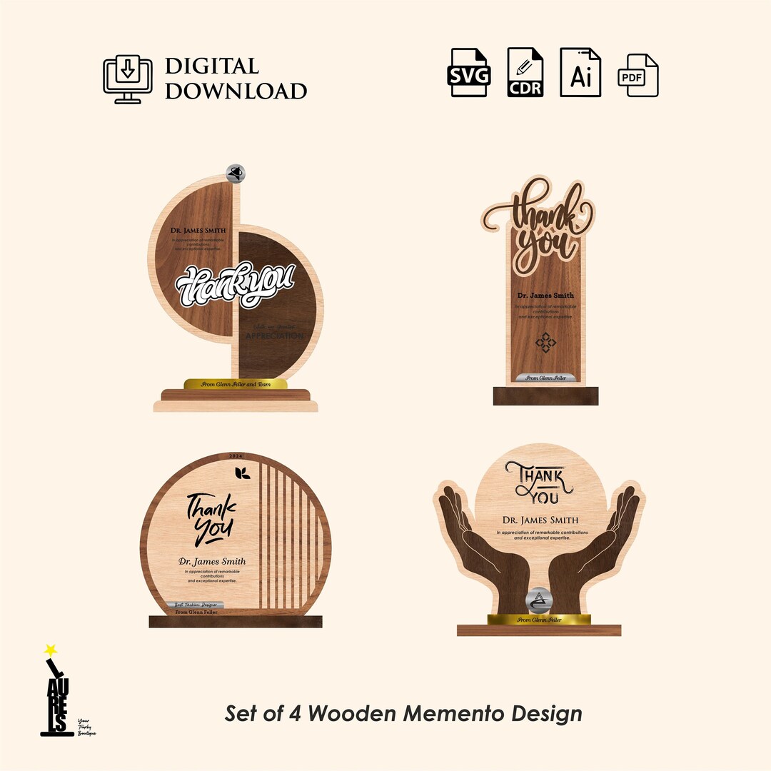 Thank You Trophy Award Laser Cut Files Trophy Png Files Glowforge Files ...