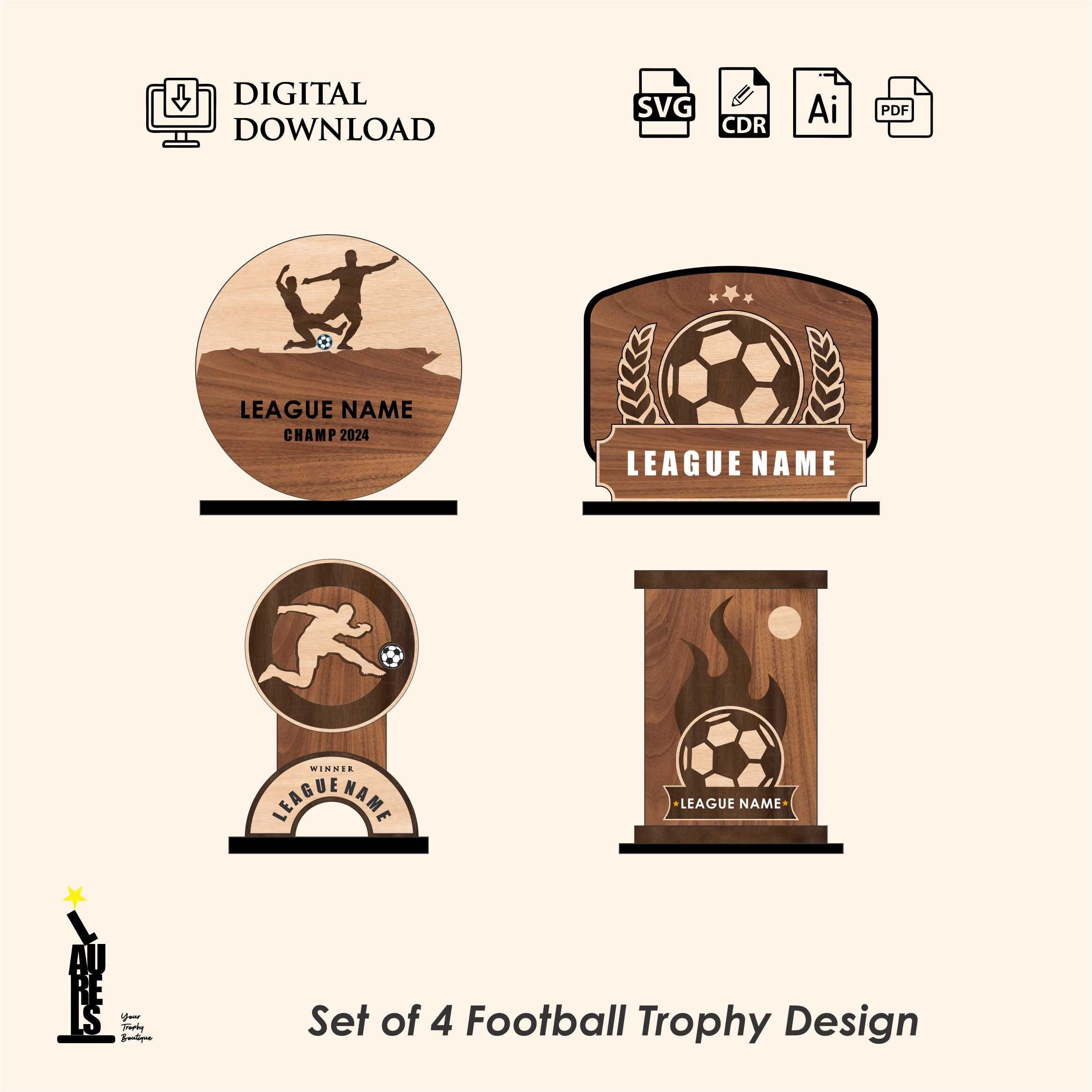 Football Trophies Laser Cut Files Trophy Soccer Glowforge Files Sports ...