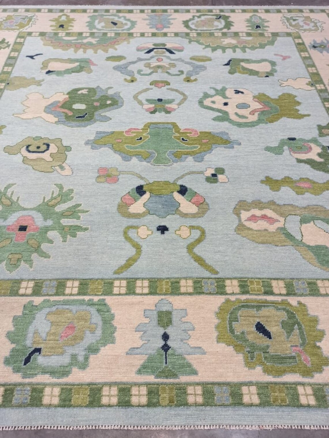 Green Oushak Rug 8x10 Turkish Rug/ Hand-knotted Area Rug/ Multicolor ...