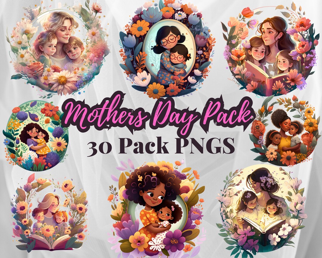 30 Mothers Day Clip Art Pack, Digital Art, Mothers Clipart Graphics in ...