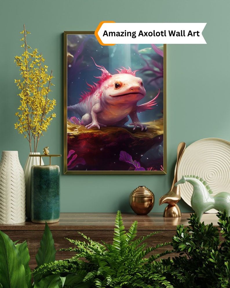 Axolotl Digital Print Beautiful Axolotl Wall Art for Ocean - Etsy
