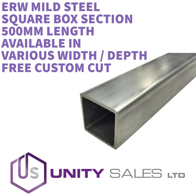 ERW Mild Steel Square Box Section 500mm in Length Various Width / Depth ...