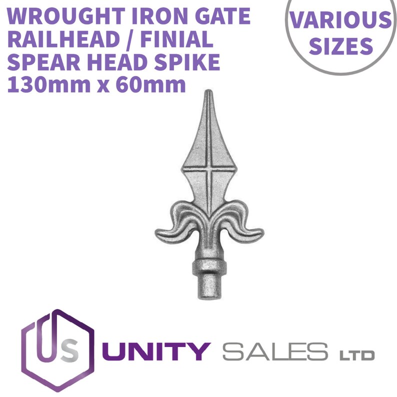 130mm X 60mm Wrought Iron Gate Railhead / Finial Spear Head Spike ...