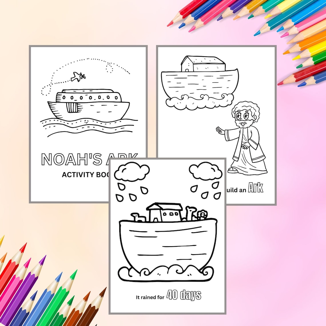 Noah's Ark Activity Book Kids Bible Lesson Printable Christian Sunday ...