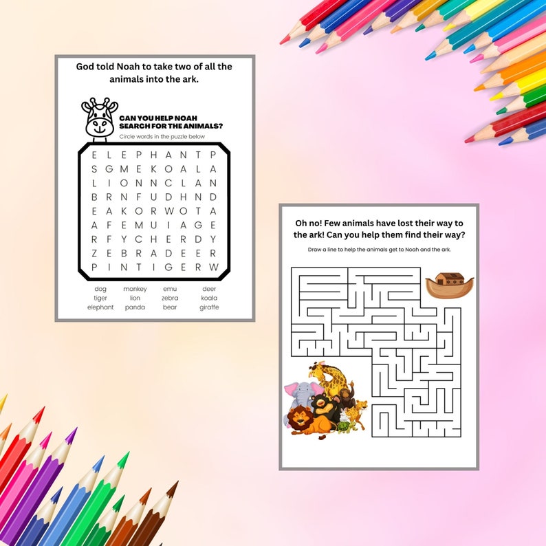 Noah's Ark Activity Book Kids Bible Lesson Printable Christian Sunday ...
